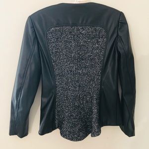 Insight | Jackets & Coats | Tweed And Faux Leather Blazer | Poshmark